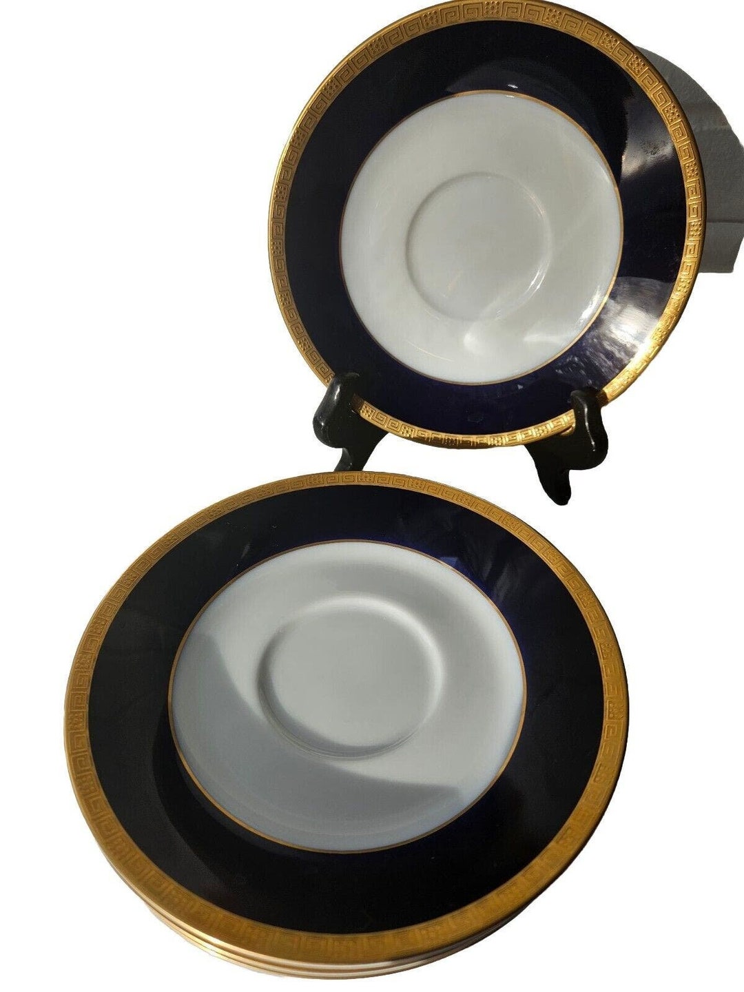 Set 4 Noritake Valhalla Cup Saucers White Blue Gold - Etsy