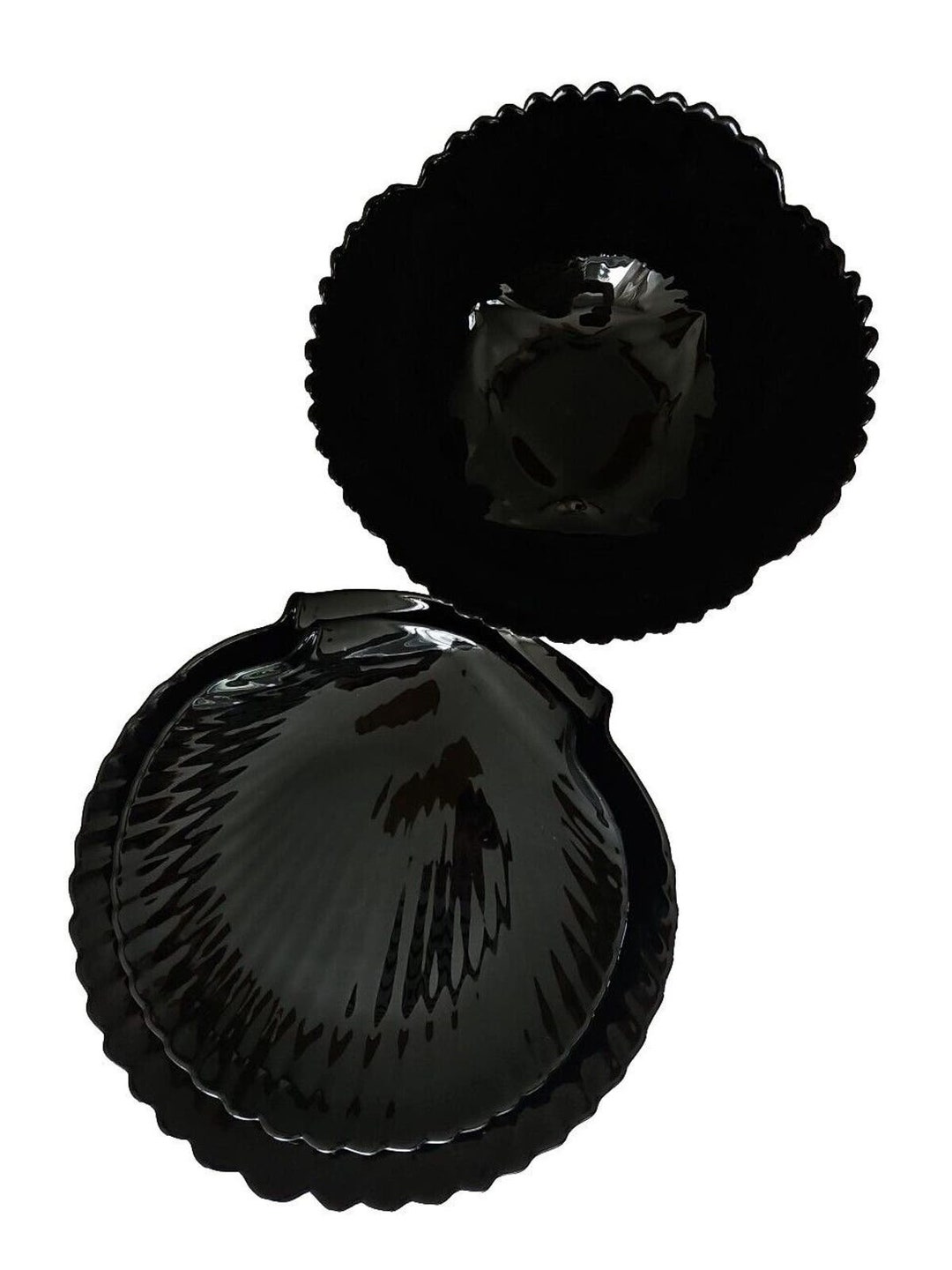 Set 3 Arcoroc Coquillage Black Glass Clam Shell Serving Plates Bowl - Etsy