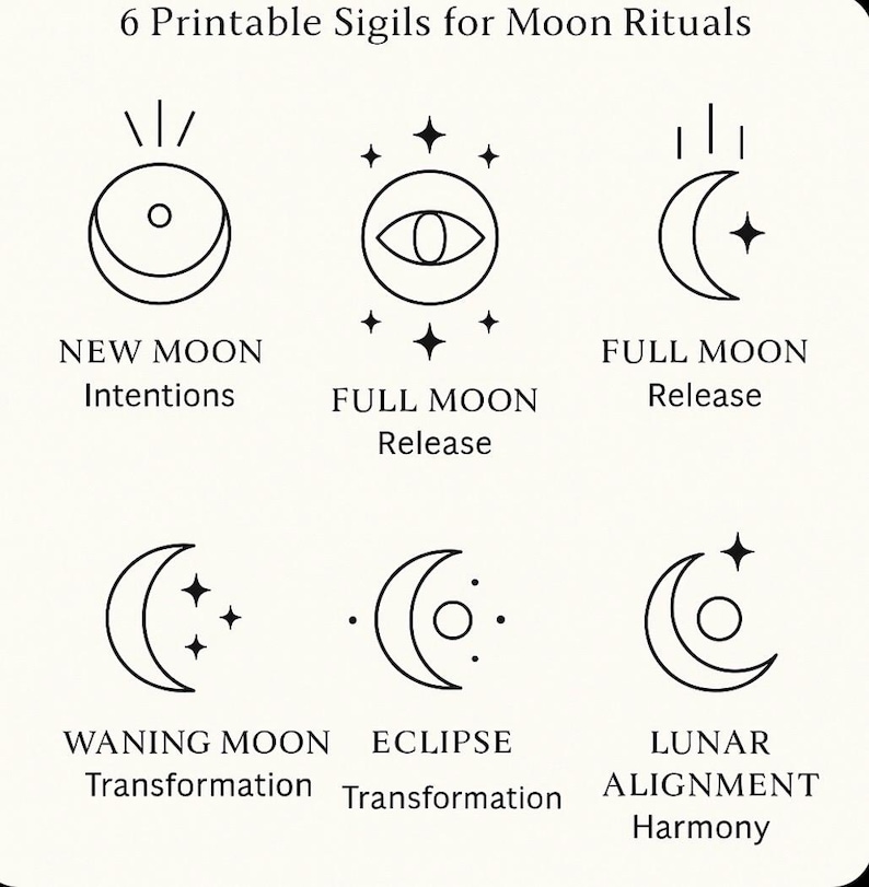 Moon Magic Sigil Pack: Witchy Lunar Cycle Sacred Geometry (PDF Download ...