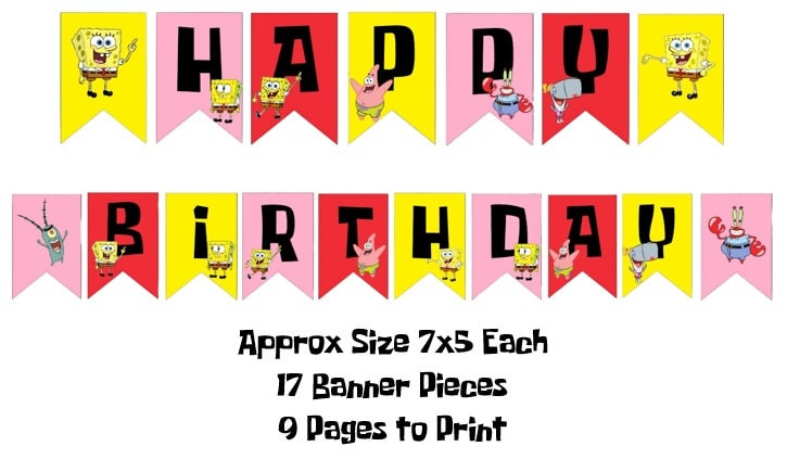 Spongebob Birthday Banner