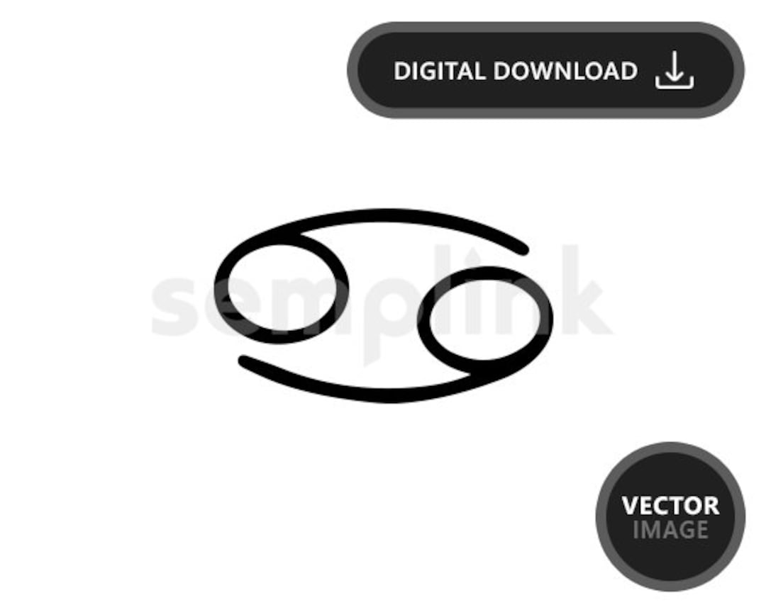 Delicate Cancer Zodiac Sign Tattoo SVG Fineline Hand-drawn Design ...