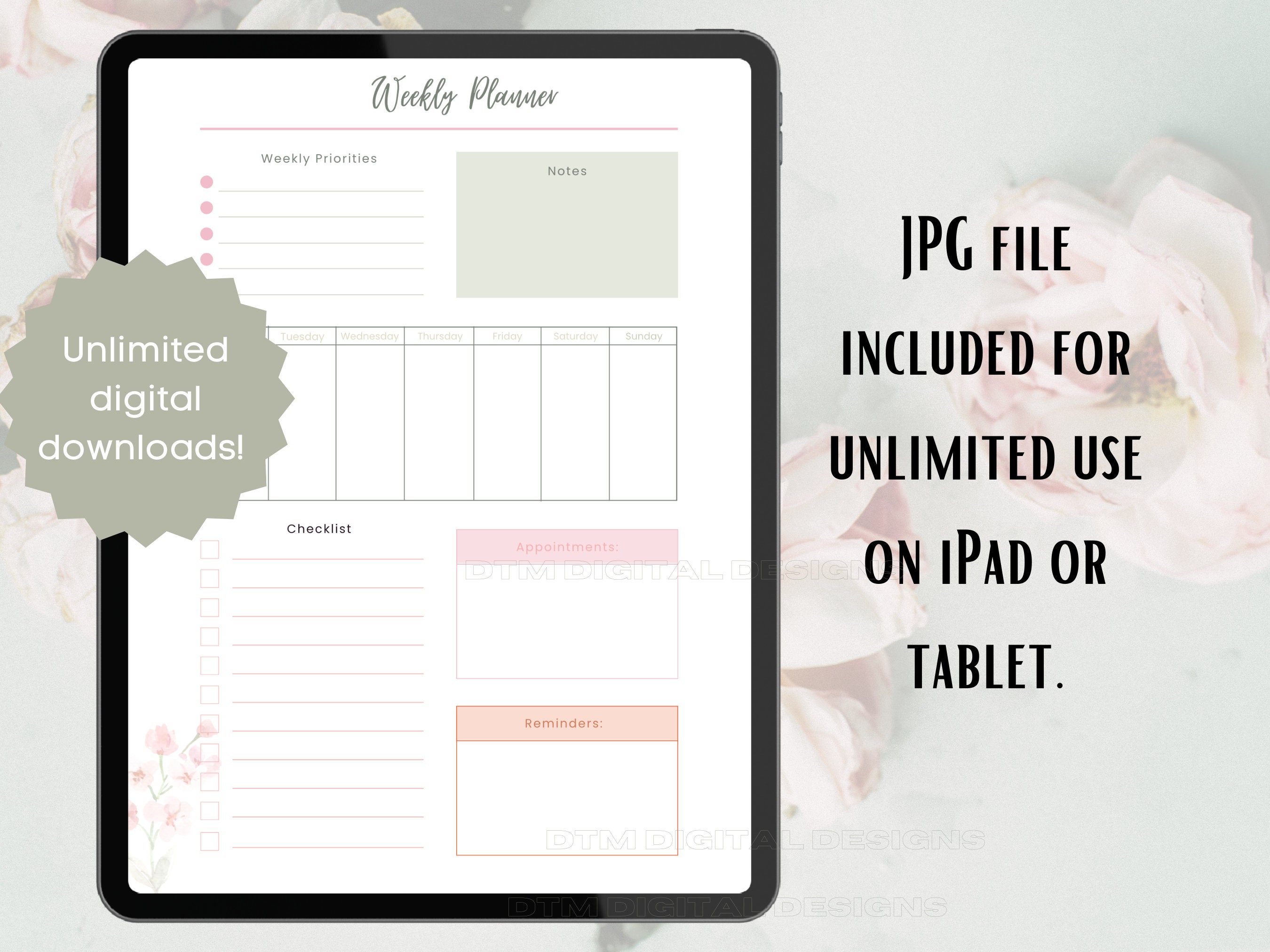 Chic Printable and Digital Weekly Planner - Etsy