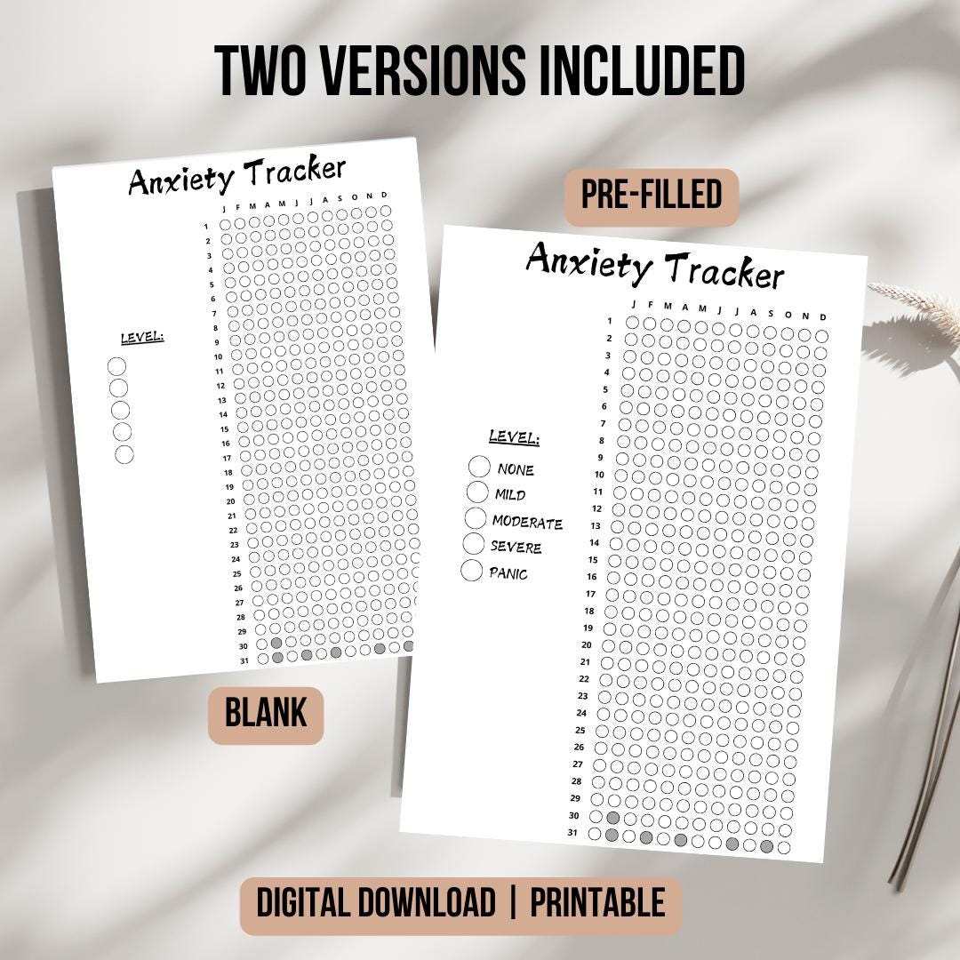 Digital Anxiety Tracker A4 A5 PDF PNG - Etsy