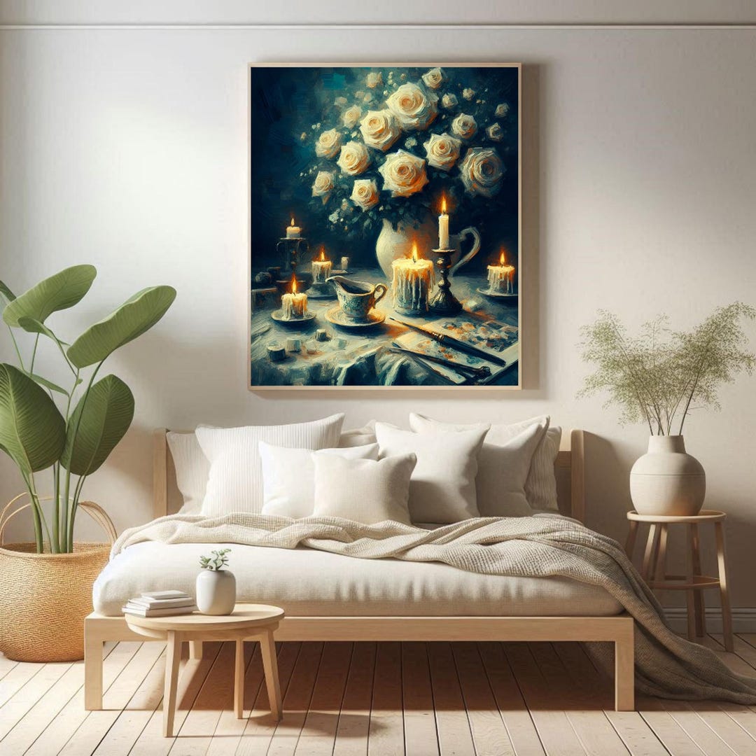 Candlelight and Roses Ambiance Printable Wall Art Digital Download - Etsy