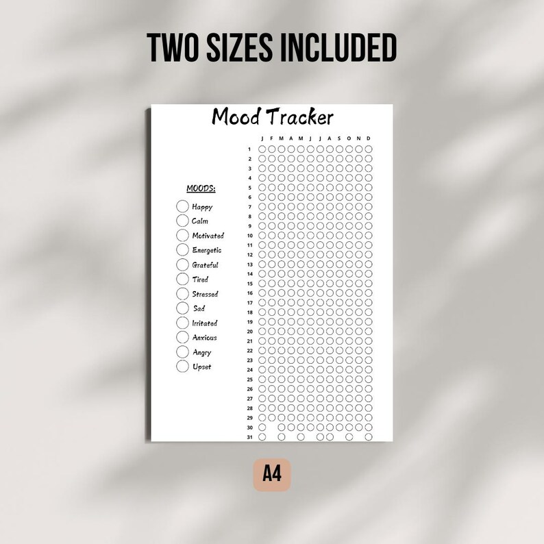 Digital Mood Tracker - Printable Tracker - Mood Journal - Emotion ...
