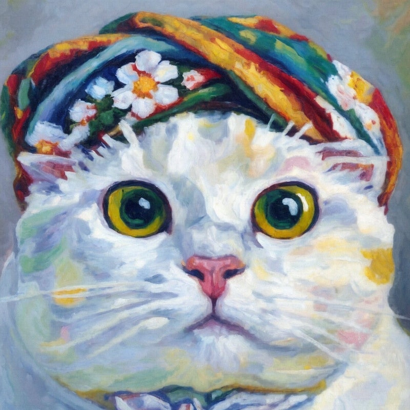 Babushka Cat Wall Art - Etsy