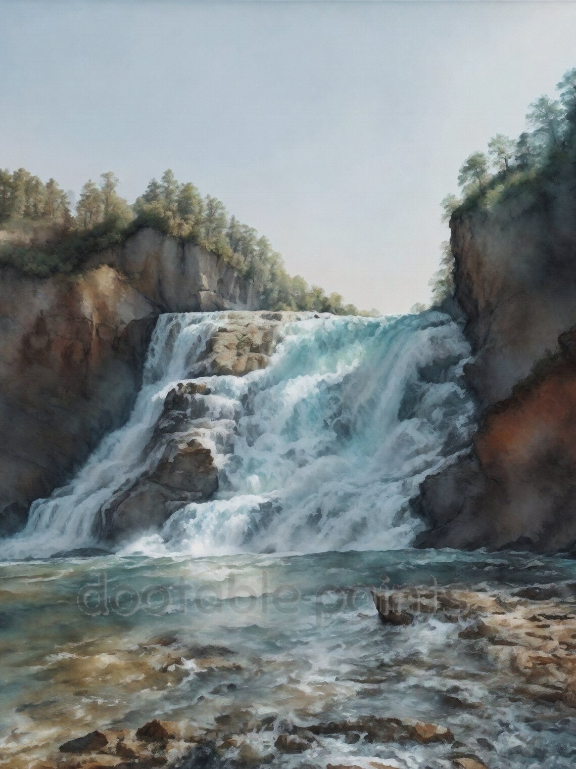 Ithaca Falls Watercolor Print Ithaca NY Wall Art Finger Lakes Travel ...