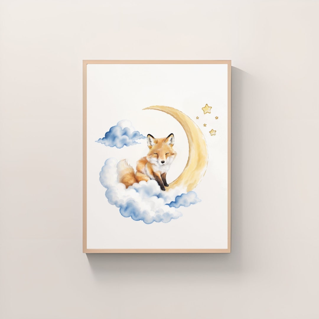 Sleeping Fox Art Print Cute Nursery Decor Home Wall Decor - Etsy