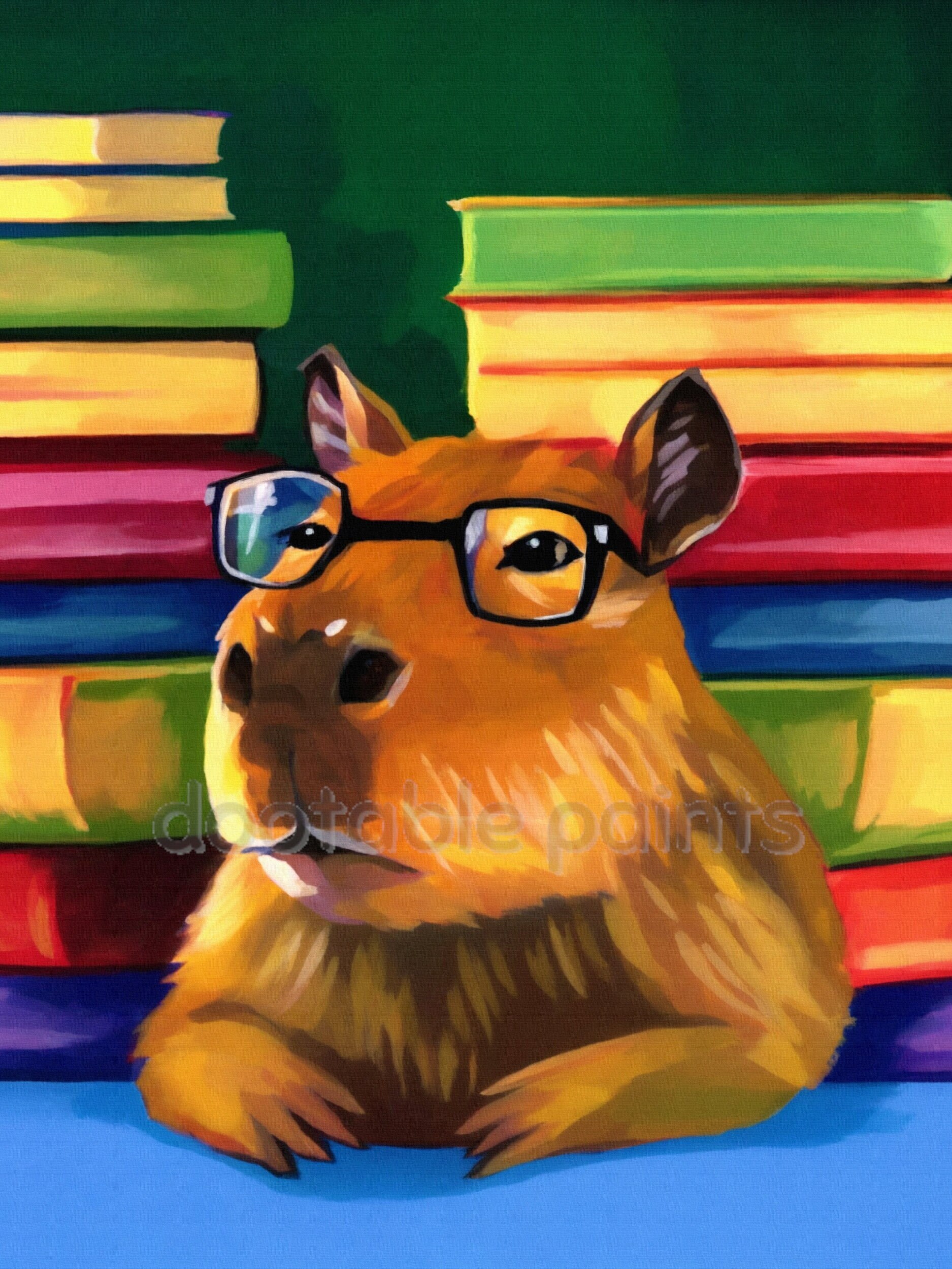 Capybara Art Print Cute Capybara Artwork Classroom Posters Book Lover ...