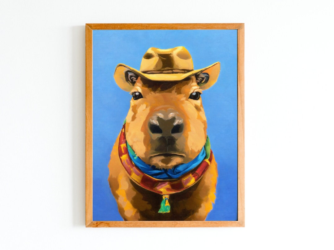 Cowboy Capybara Art Print Quirky Western Home Decor Unique Gift for ...