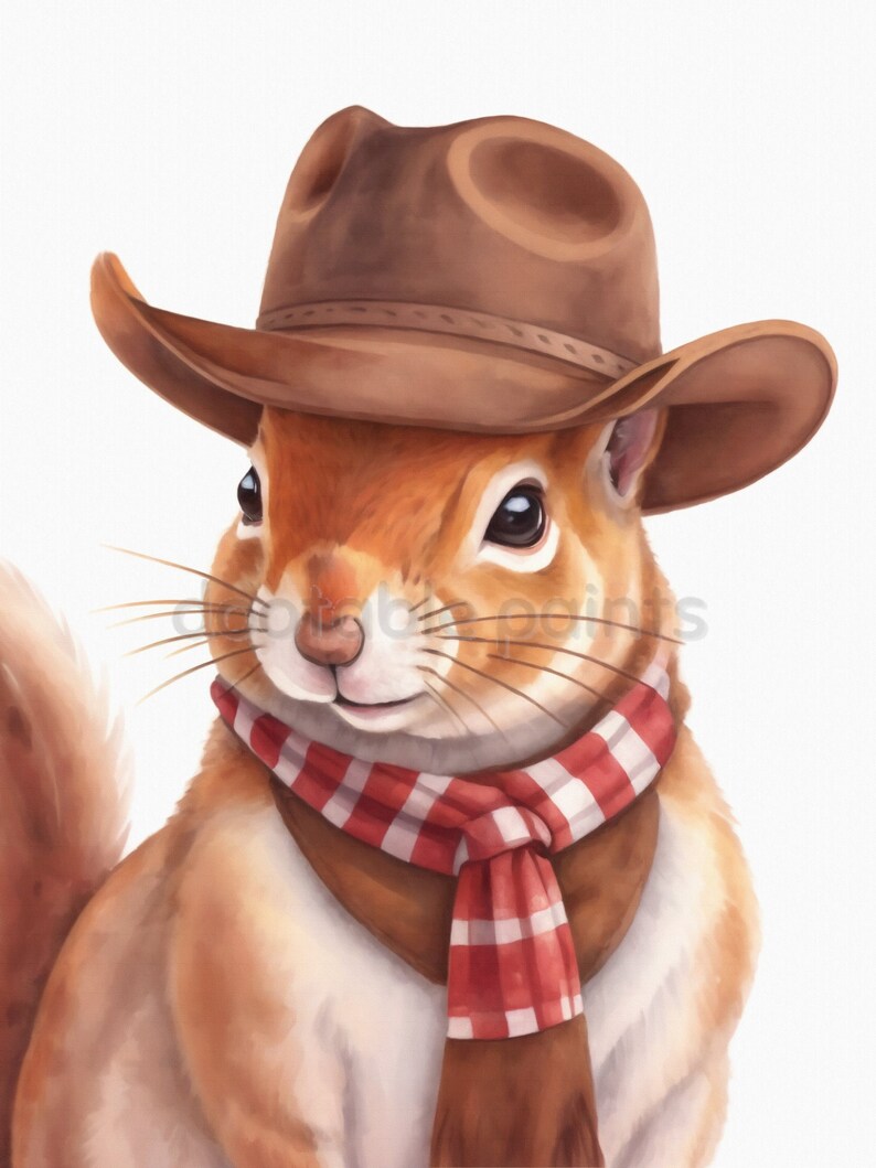 Cowboy Squirrel Poster Quirky Western Home Decor Animals - Etsy