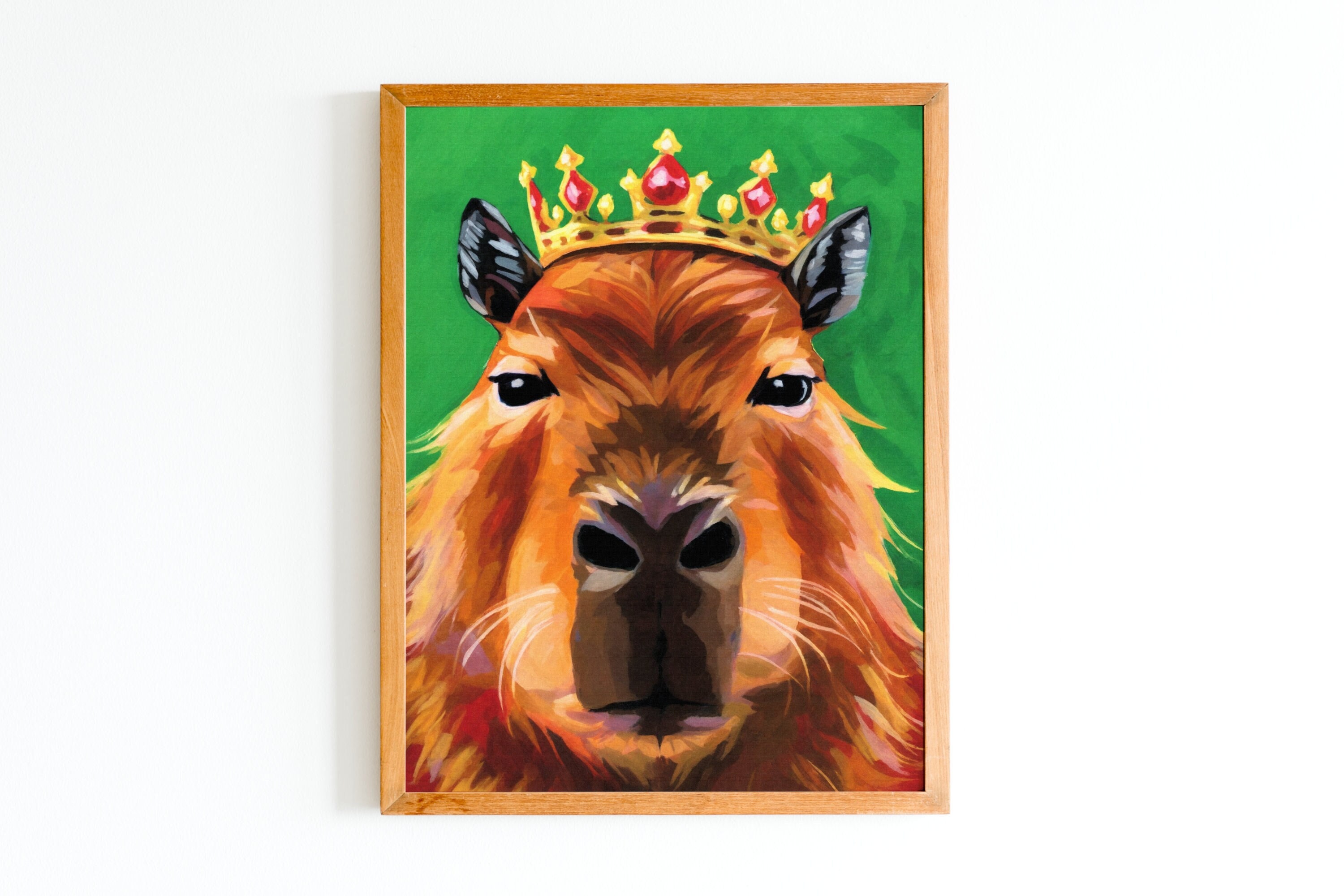Capybara With Crown Art Print Quirky Home Decor Gift for - Etsy
