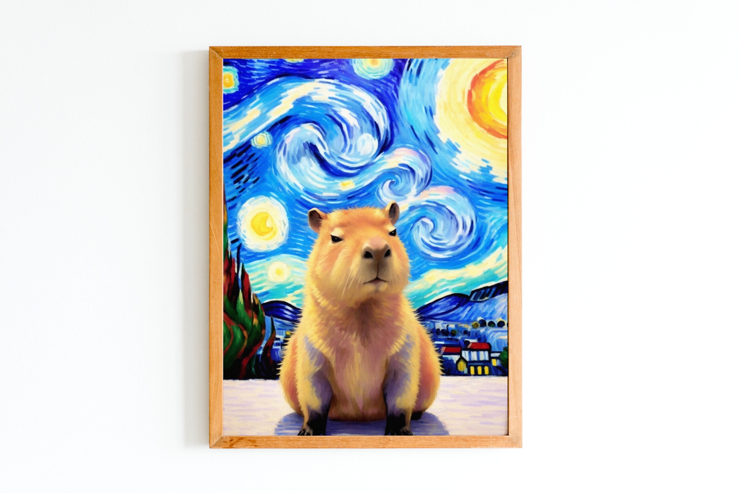 Capybara Starry Night Art Print Cute Capybara Artwork Gift for Capybara ...