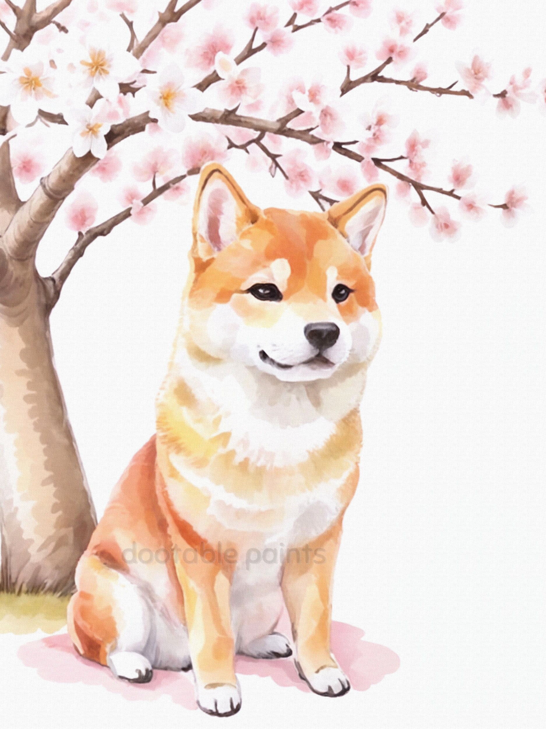 Cherry Blossom Shiba Art Print Japanese Animal Wall Art Shiba Inu ...