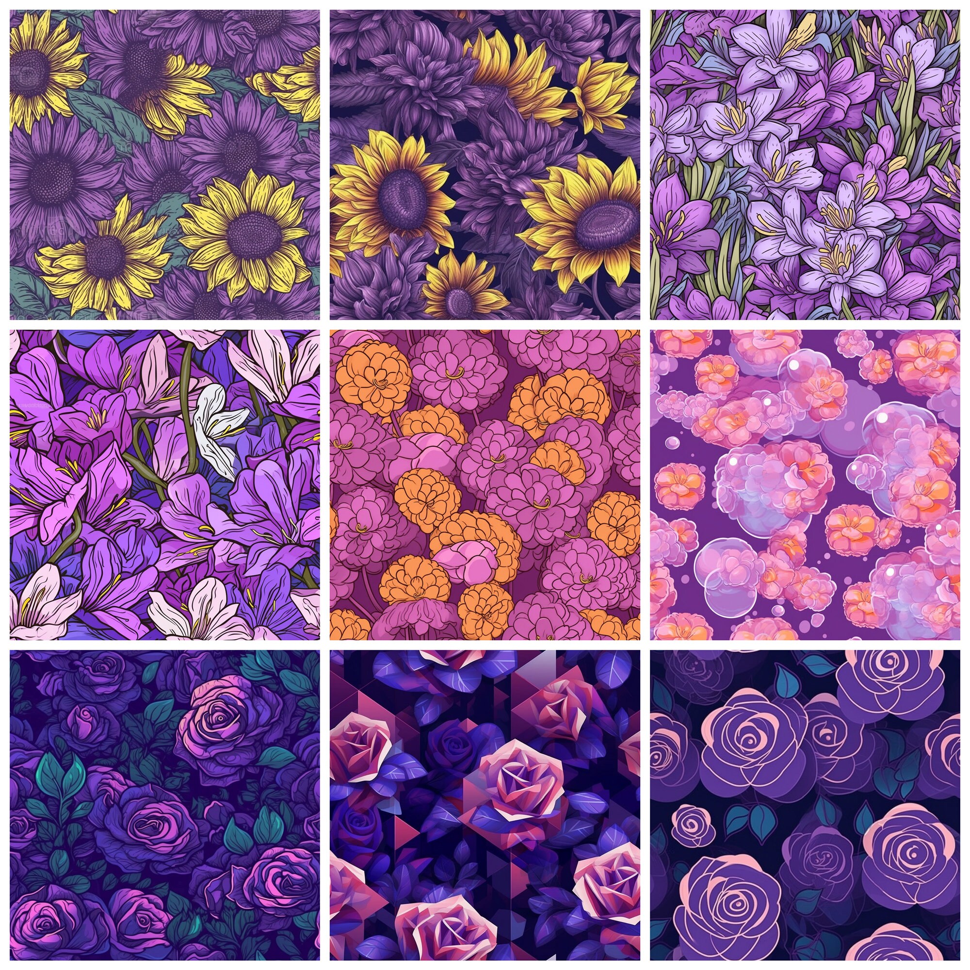 Pleasant Trees 4k Floral Seamless Pattern Bundle Vol. 1 Includes 150 4k ...
