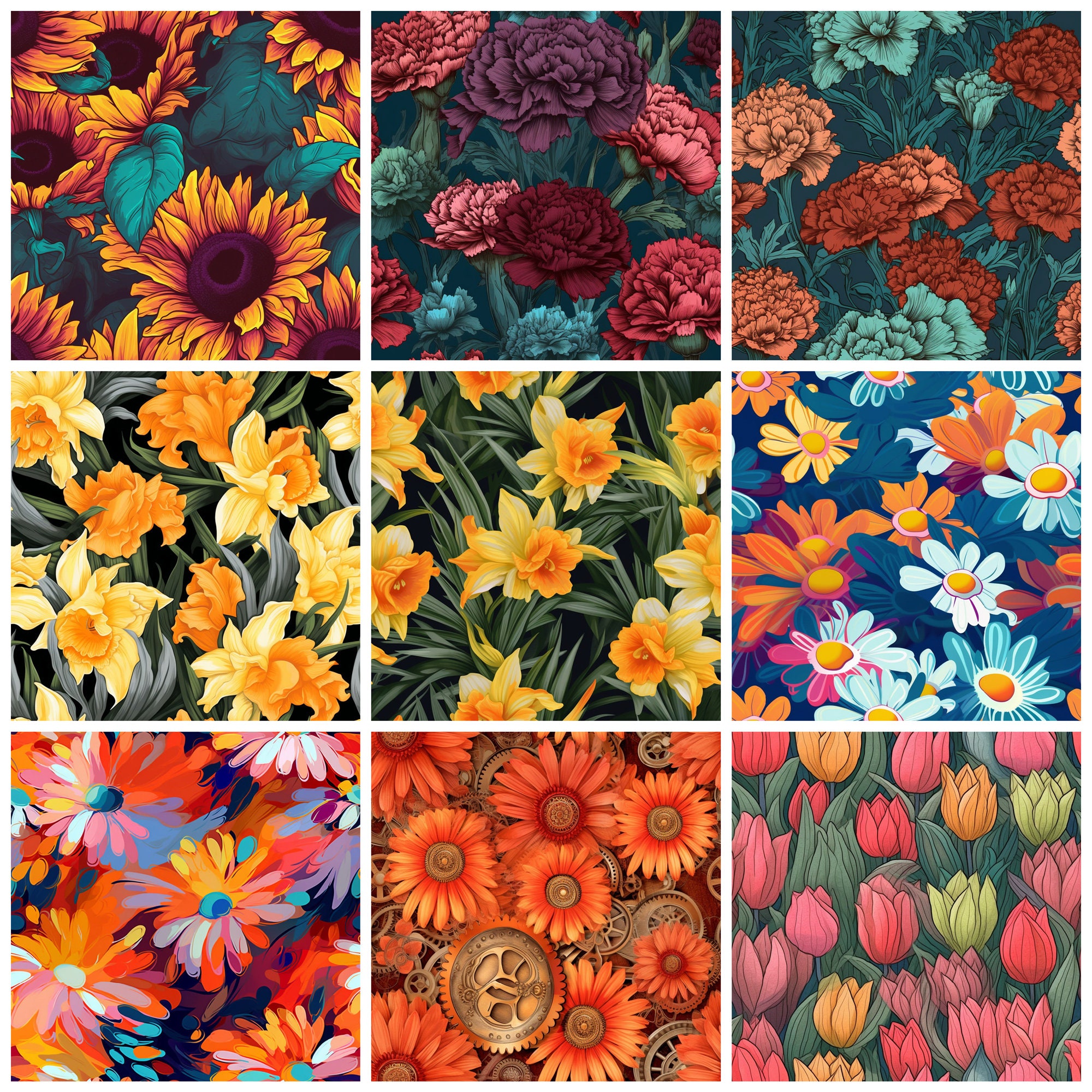 Pleasant Trees 4k Floral Seamless Pattern Bundle Vol. 1 Includes 150 4k ...