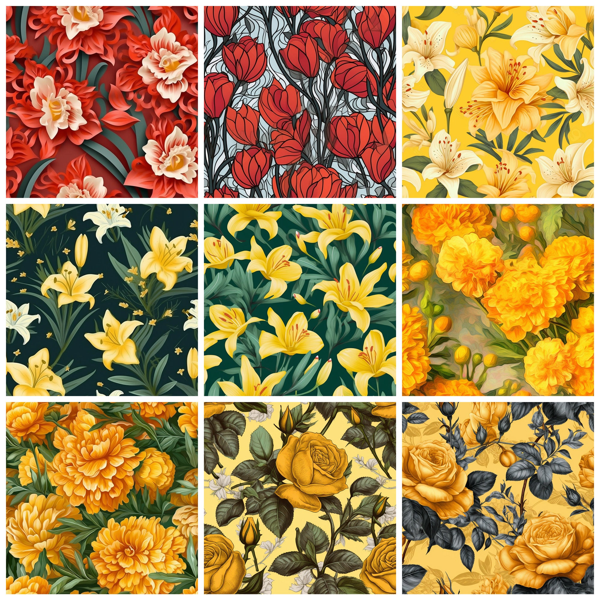Pleasant Trees 4k Floral Seamless Pattern Bundle Vol. 1 Includes 150 4k ...