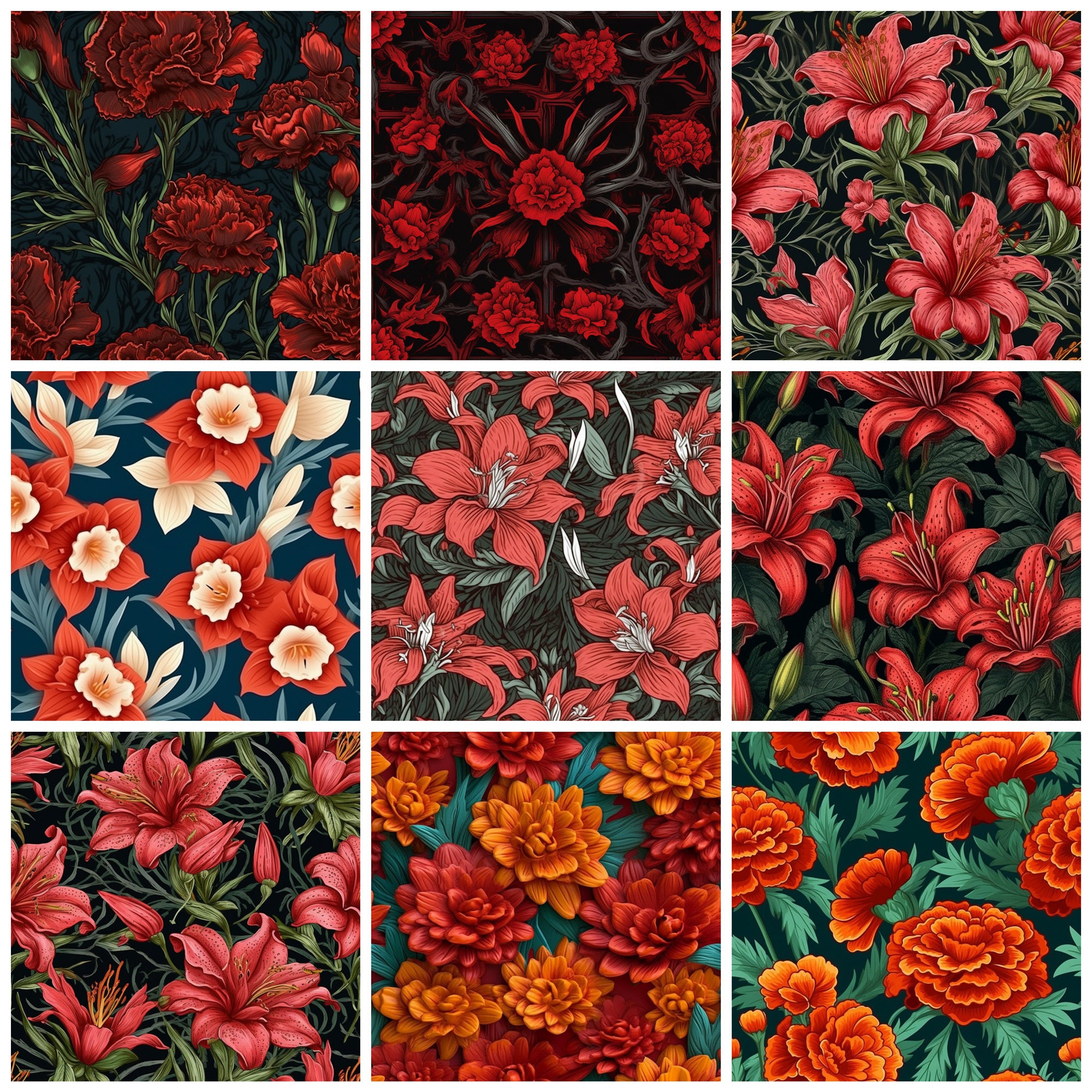 Pleasant Trees 4k Floral Seamless Pattern Bundle Vol. 1 Includes 150 4k ...