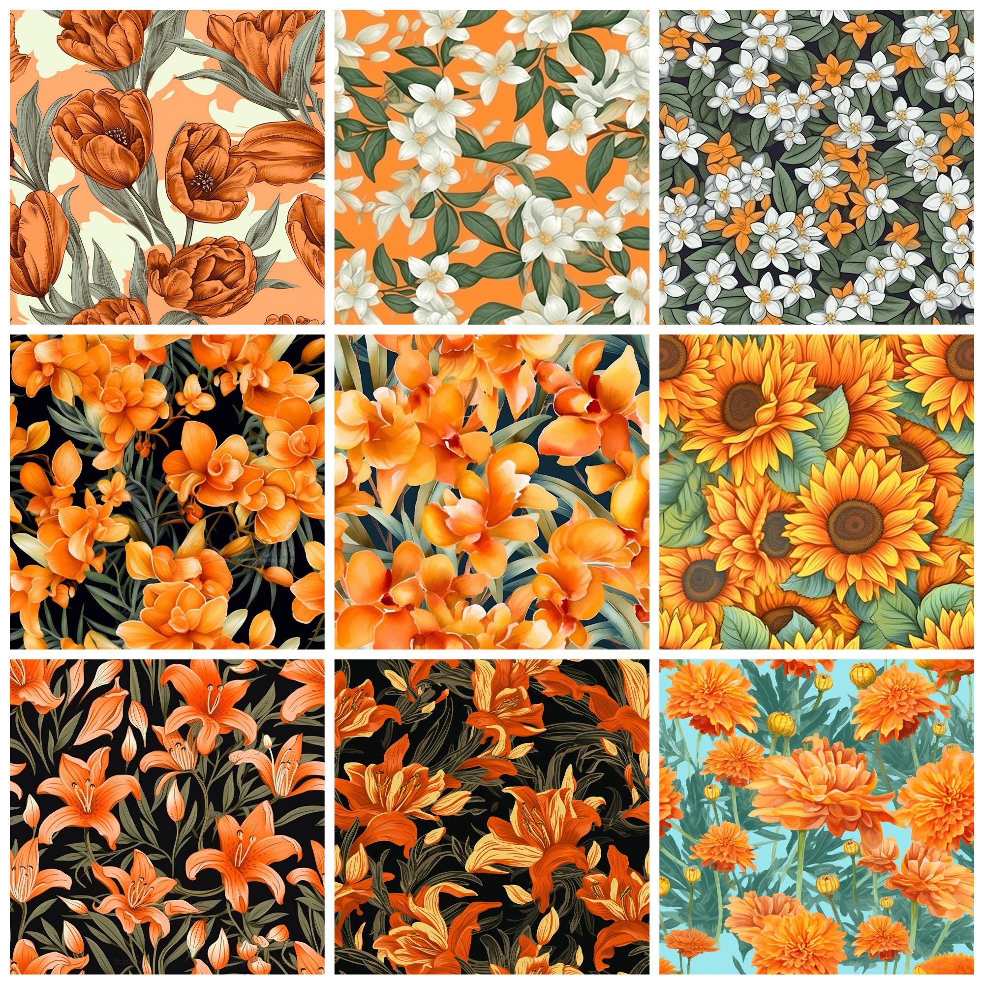 Pleasant Trees 4k Floral Seamless Pattern Bundle Vol. 1 Includes 150 4k ...
