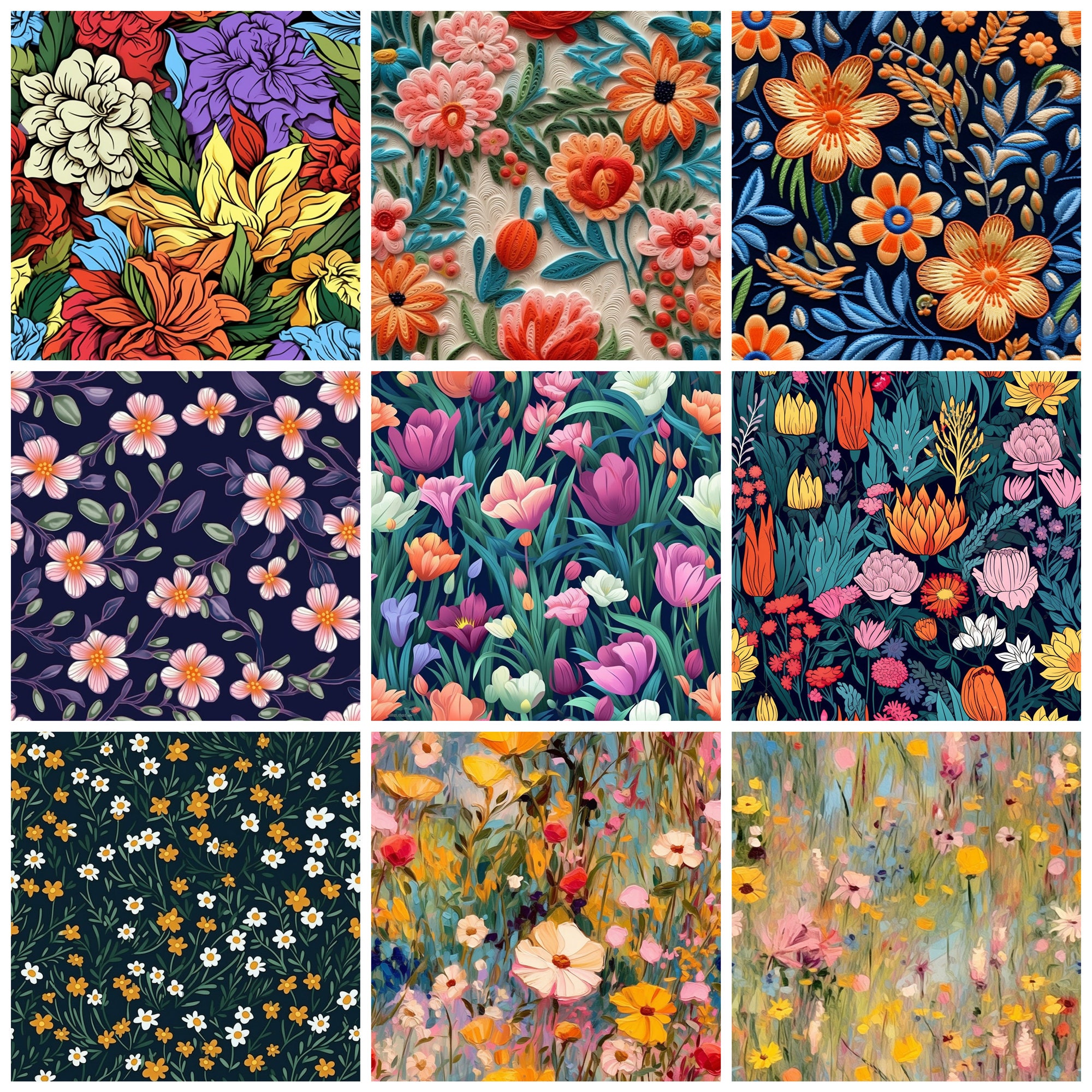 Pleasant Trees 4k Floral Seamless Pattern Bundle Vol. 1 Includes 150 4k ...
