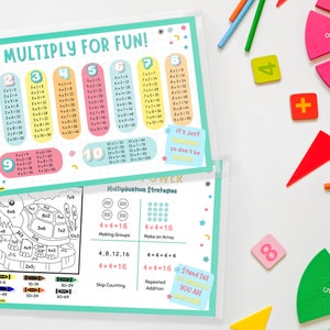 Reusable Multiplication Placemat for Kids | Times Tables Math Activity ...