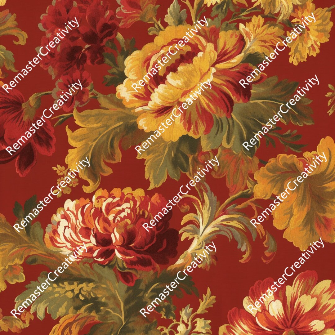 Floral Designs - Red Gold Detailed - Etsy