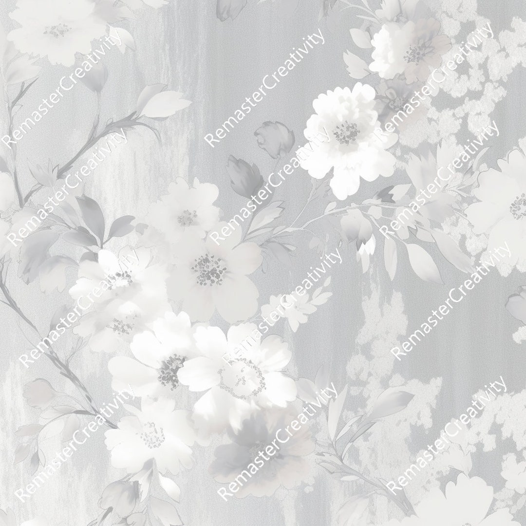 Floral Designs - White Grey Soft Flowers - Etsy