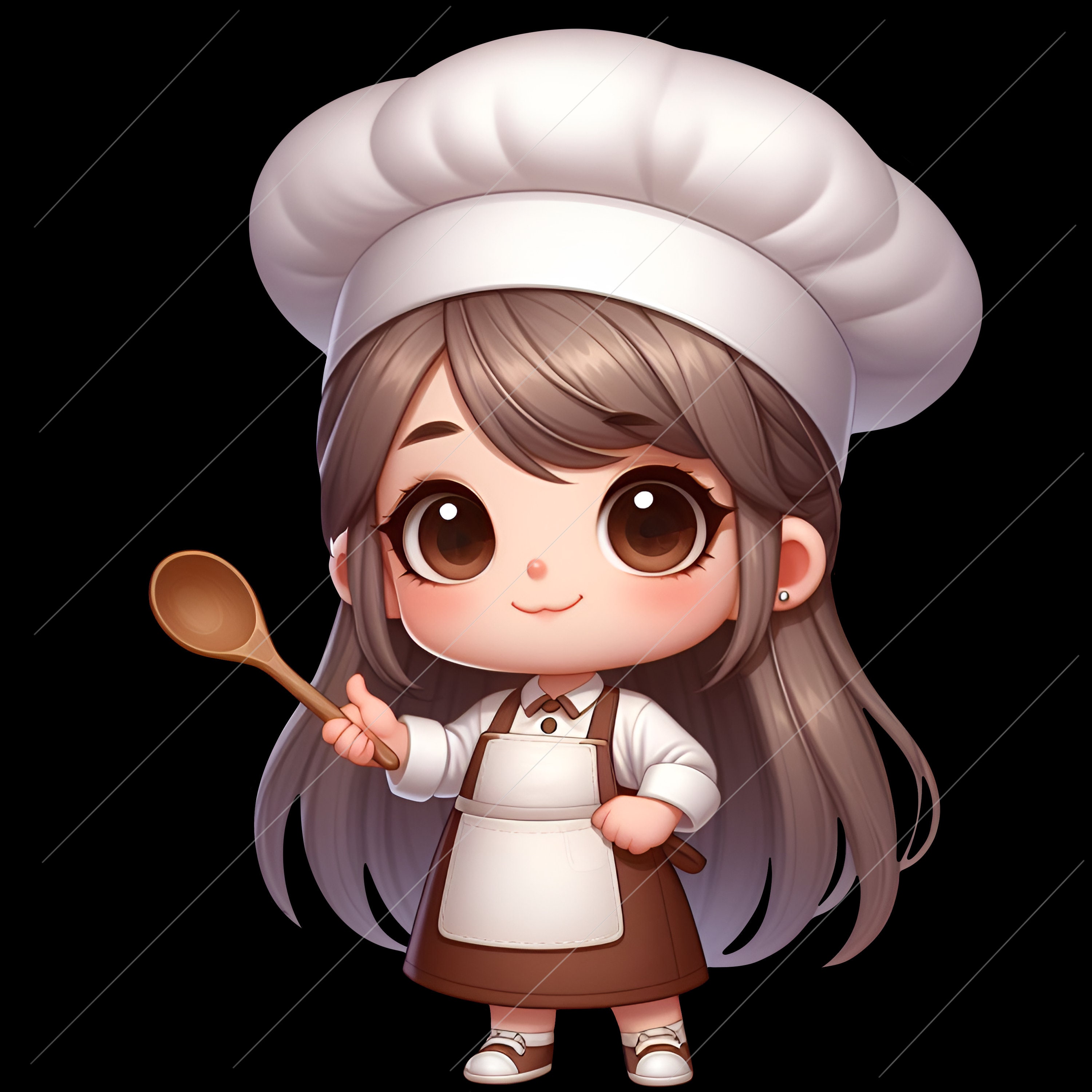 Little Baker Girl Clipart Bundle, Cute Girl Chef Transparent PNG ...