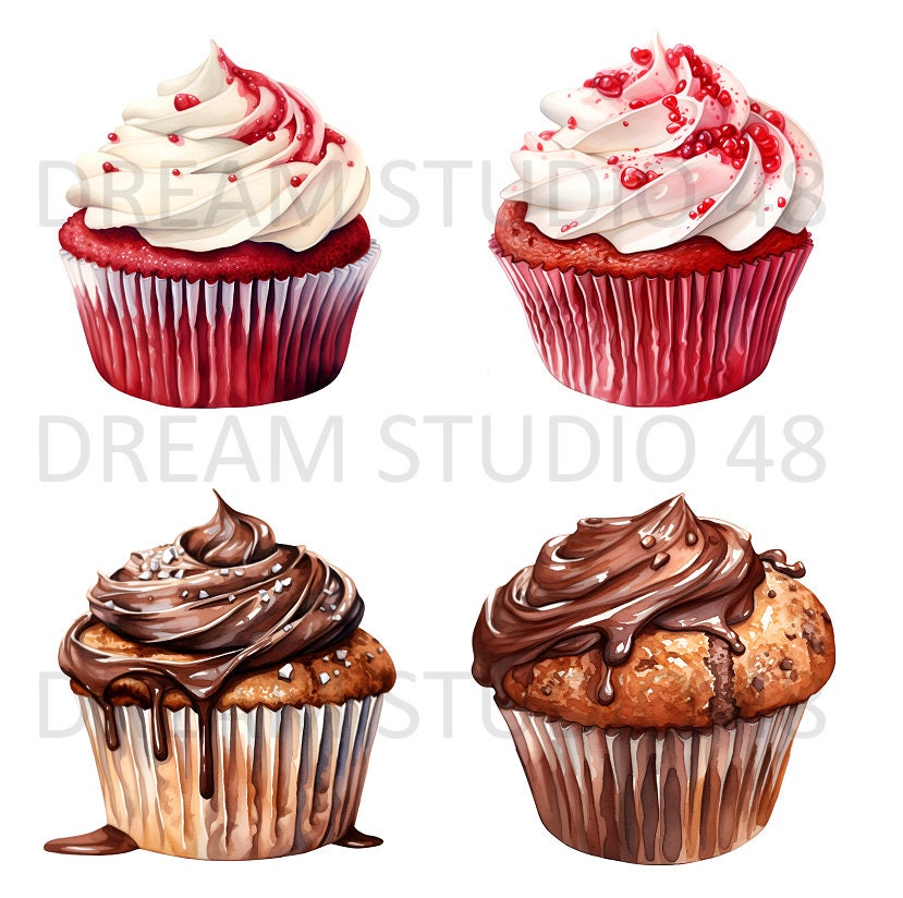 Cupcake Clipart PNG Bundle, Colorful Fruit Muffins PNG Digital ...