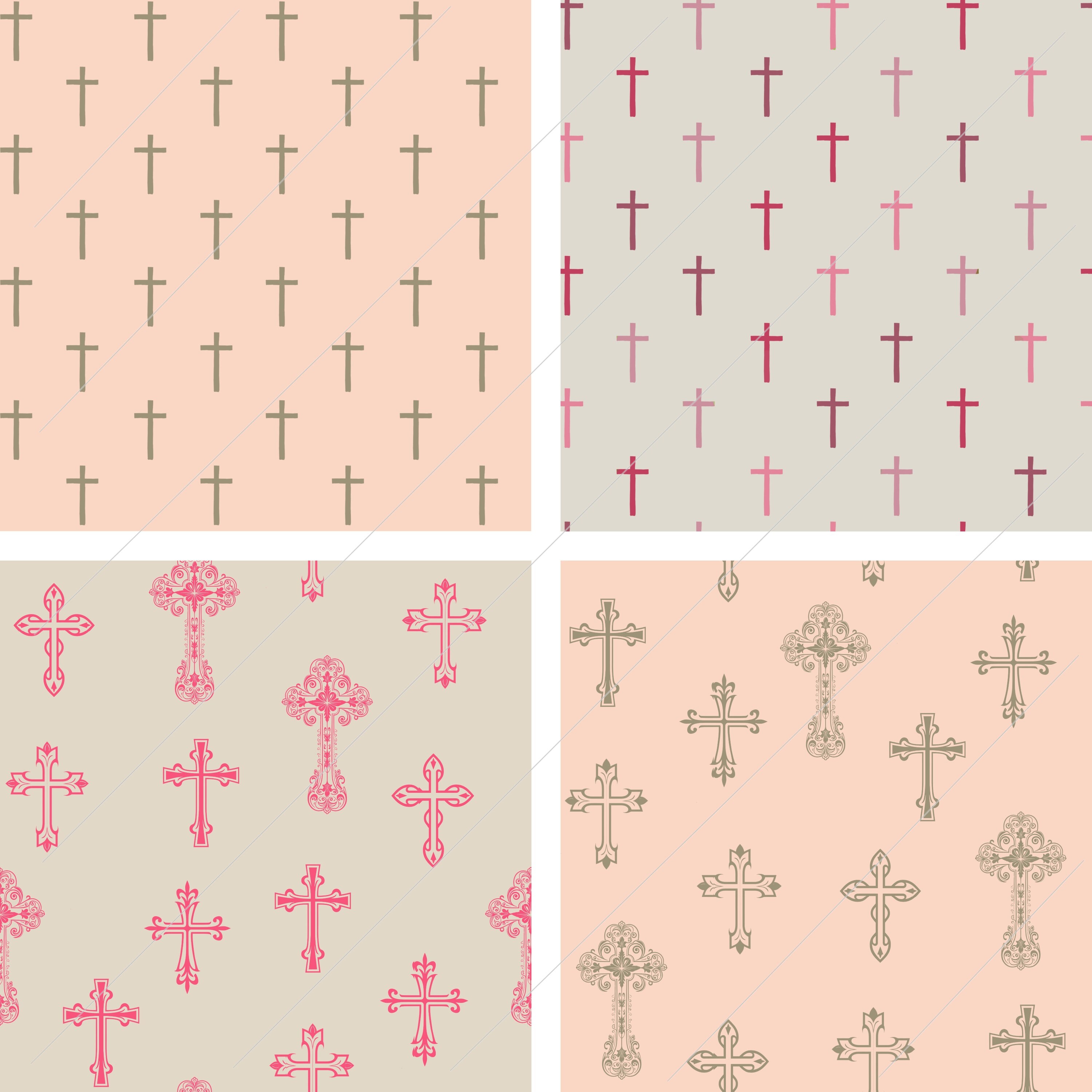Religious Digital Paper Set Pink - Christian Faith Scrapbook Paper ...