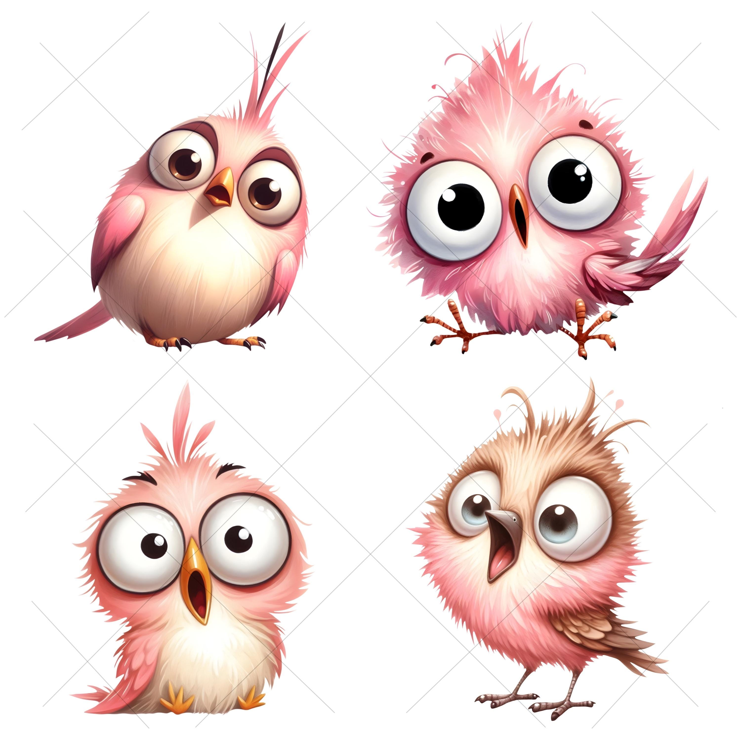 Funny Quirky Pink Bird PNG Transparent Clipart, Whimsical Surprised ...
