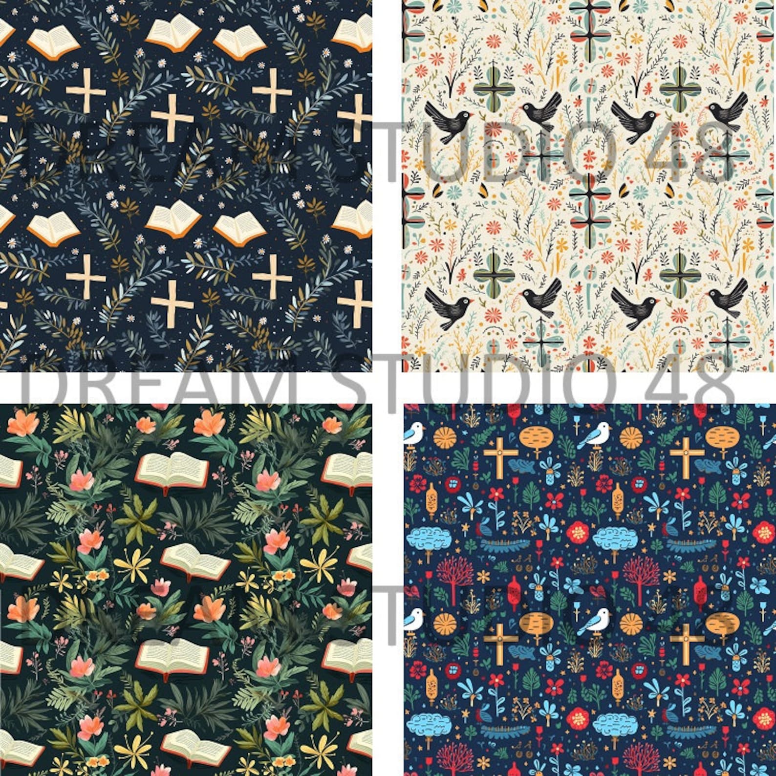 Religious Digital Paper Set #1 - Christian Faith Scrapbook Paper ...