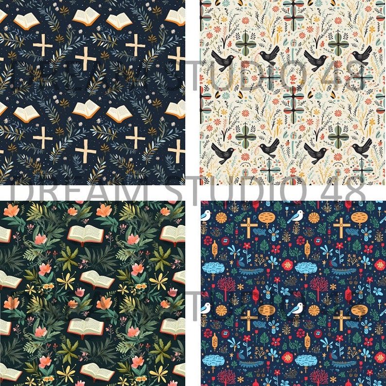 Religious Digital Paper Set #1 - Christian Faith Scrapbook Paper ...