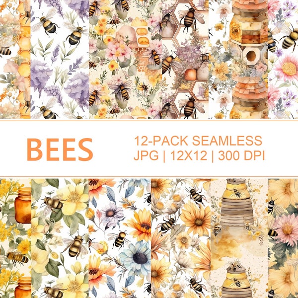Bee Digital Paper - Etsy