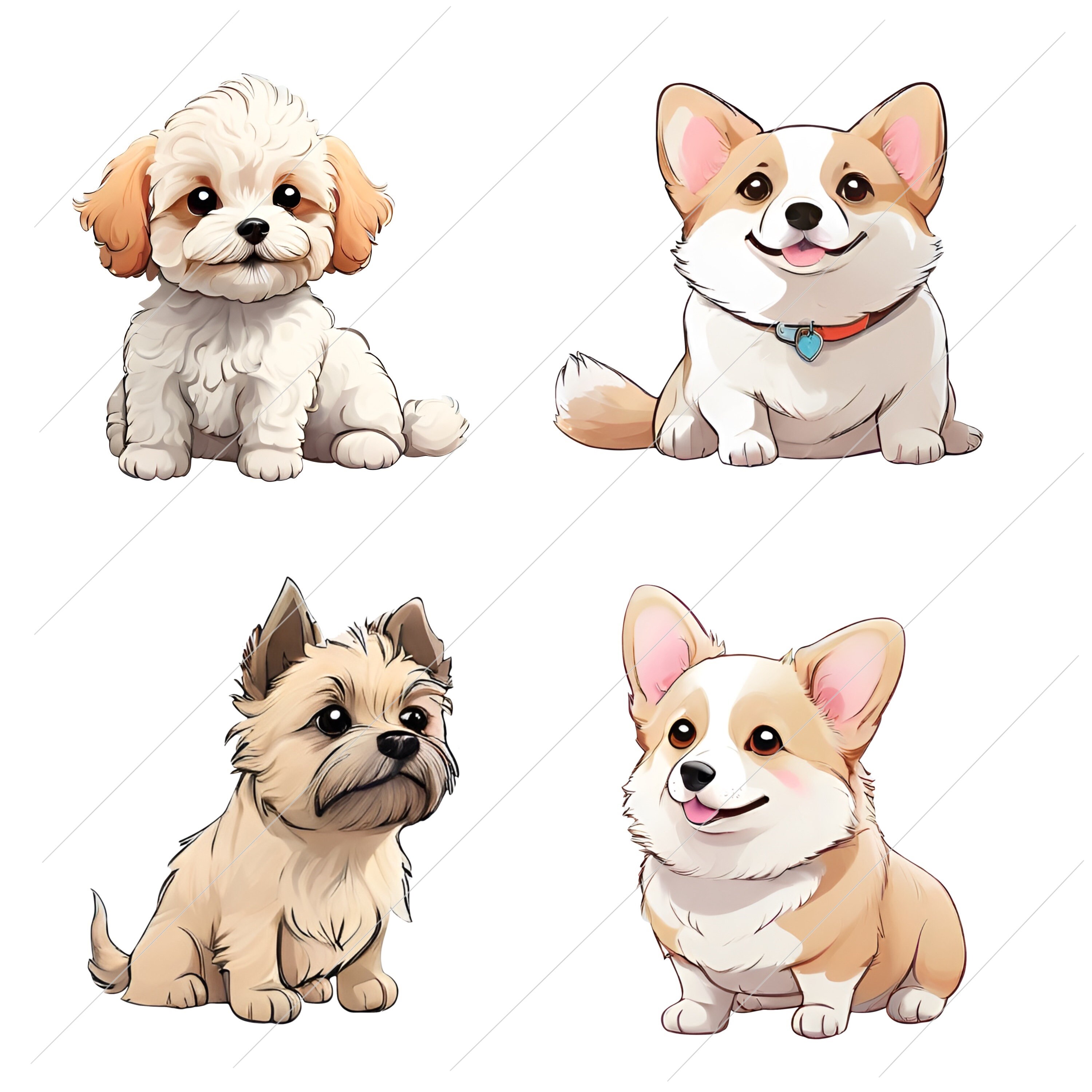 Dog Puppy Watercolor Clipart Bundle, Transparent PNG, Animal Pet Lover ...