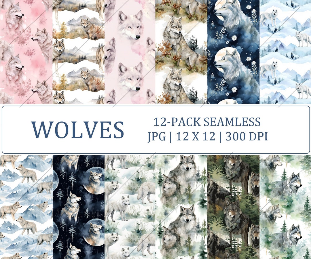 Wolves Seamless Digital Pattern #2 - Wolves Patterned Design - Wolves ...