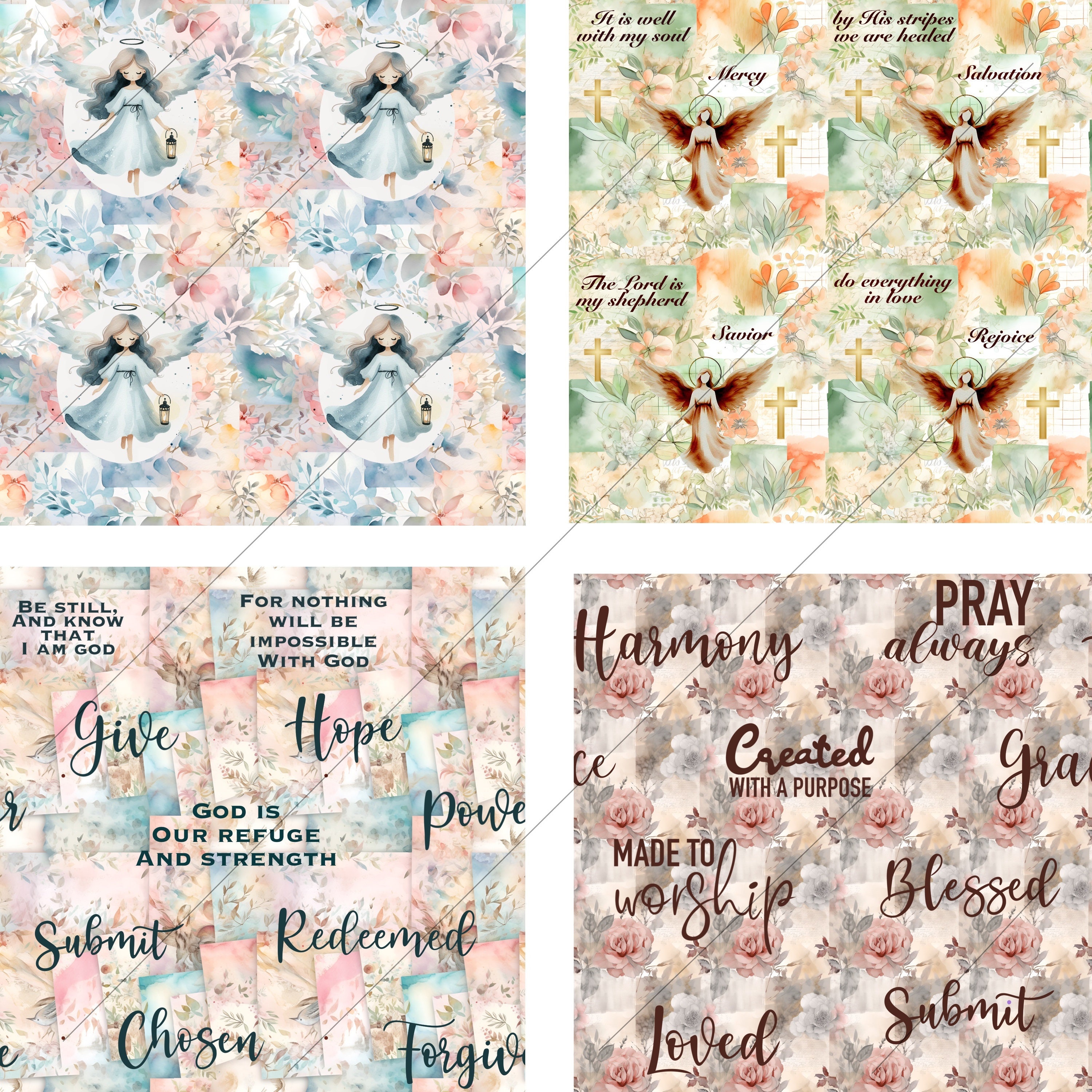 Religious Digital Paper Set #4 - Christian Faith Scrapbook Paper ...