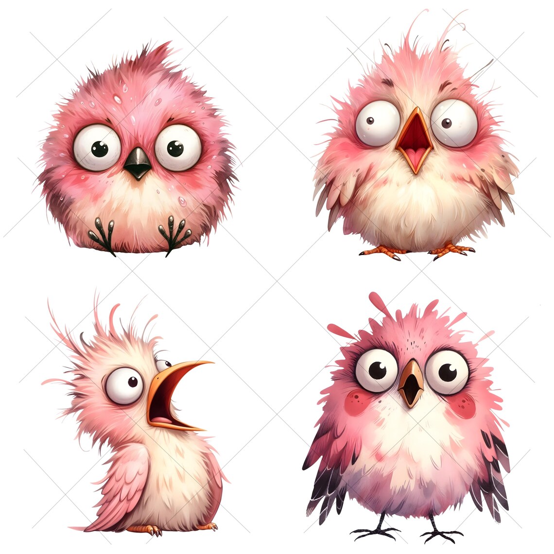 Funny Quirky Pink Bird PNG Transparent Clipart, Whimsical Surprised ...