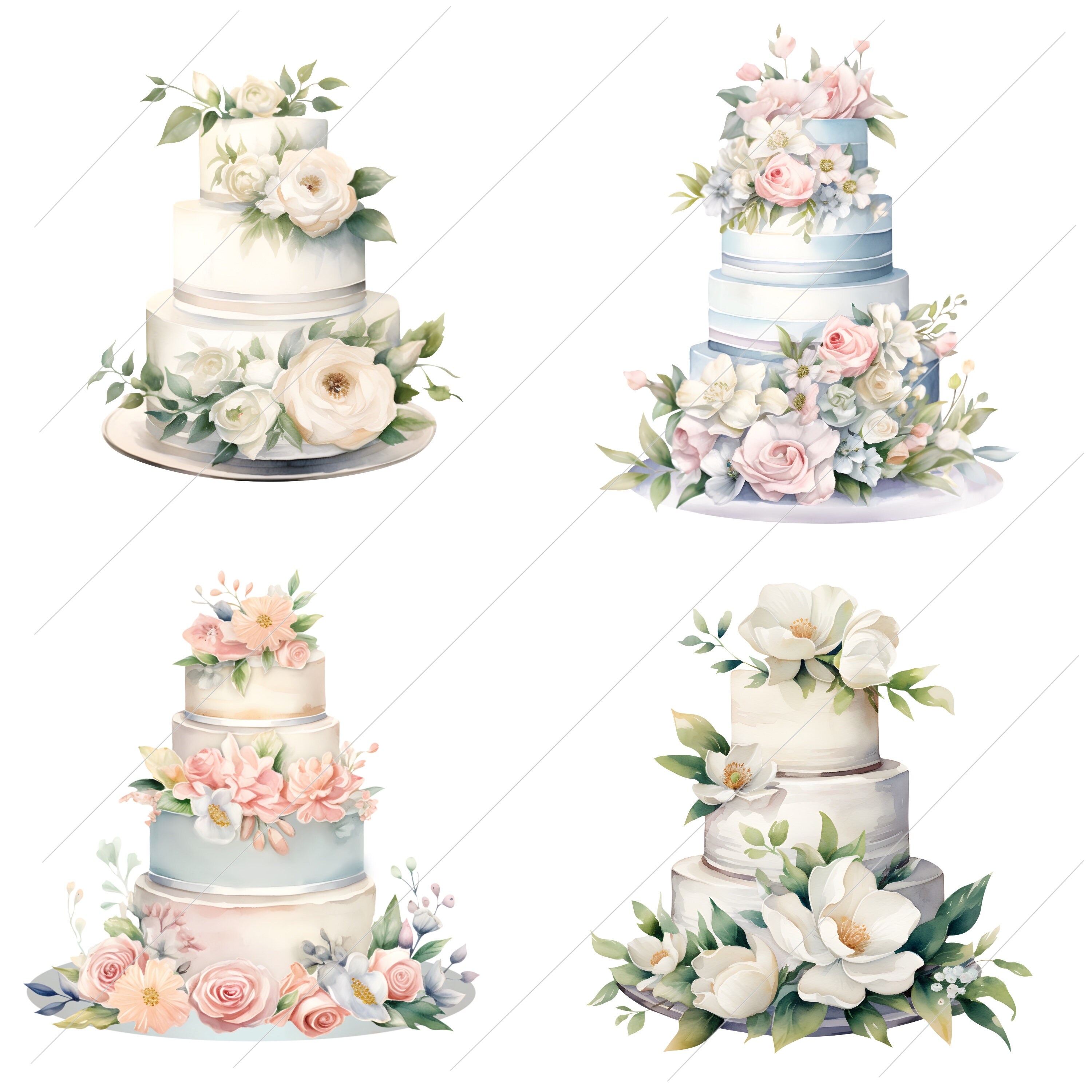 Floral Cake Watercolor PNG, Sweet Flower Tiered Cake Clipart, Birthday ...