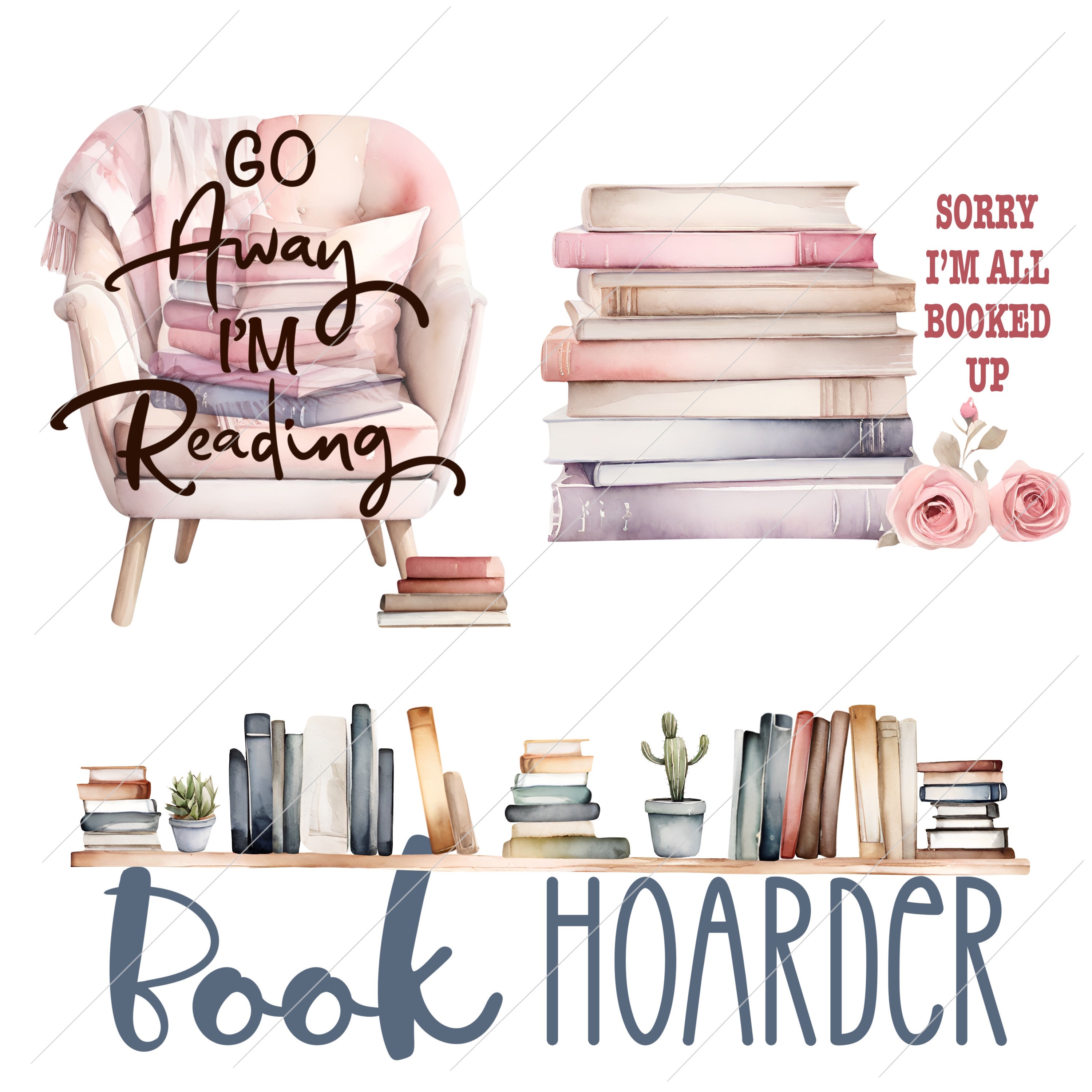 Books Quotes Bundle Png Instant Download, Book Lover Floral Book ...