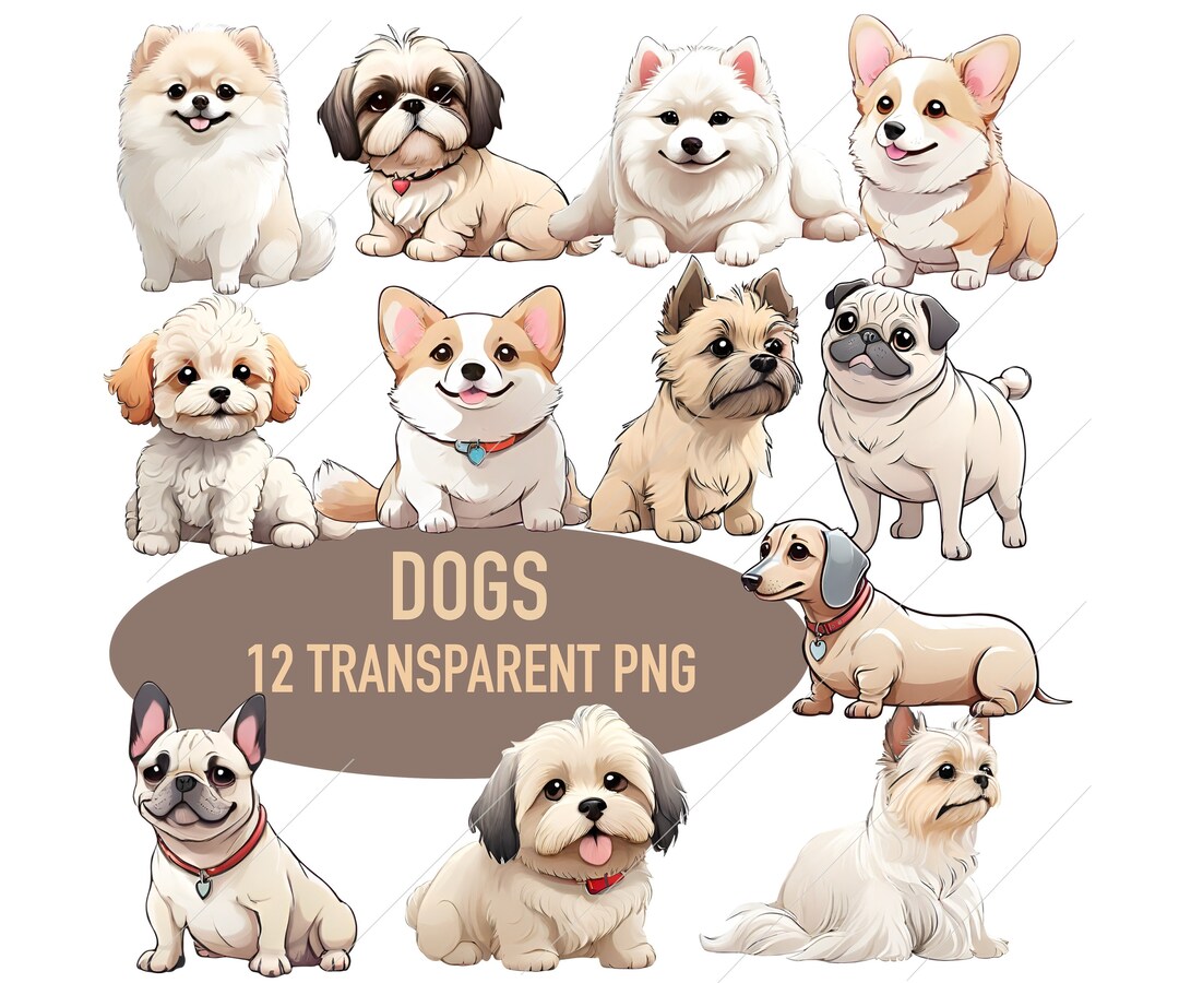 Dog Puppy Watercolor Clipart Bundle, Transparent PNG, Animal Pet Lover ...