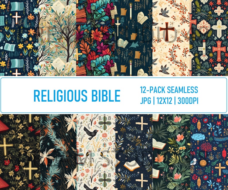 Religious Digital Paper Set #1 - Christian Faith Scrapbook Paper ...