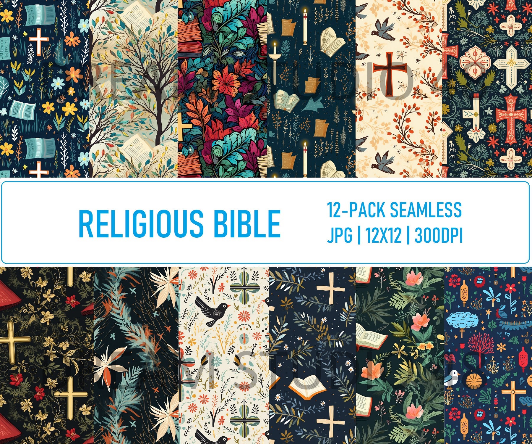 Religious Digital Paper Set #1 - Christian Faith Scrapbook Paper ...