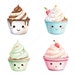 Cute Desserts Clipart PNG Bundle, Sweet Kawaii Smiling Face Treats ...