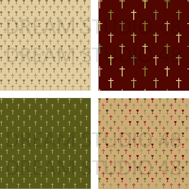Religious Digital Paper Set Christmas Colors - Christian Faith ...