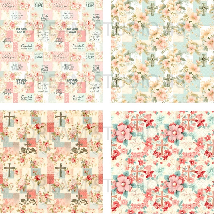 Religious Digital Paper Set #2 - Christian Faith Scrapbook Paper ...