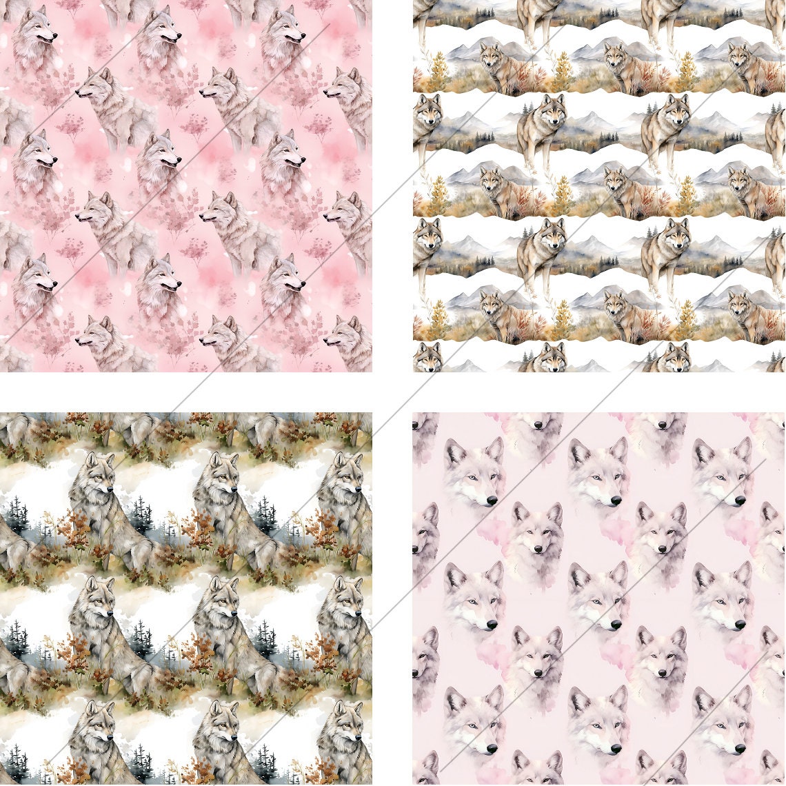 Wolves Seamless Digital Pattern #2 - Wolves Patterned Design - Wolves ...