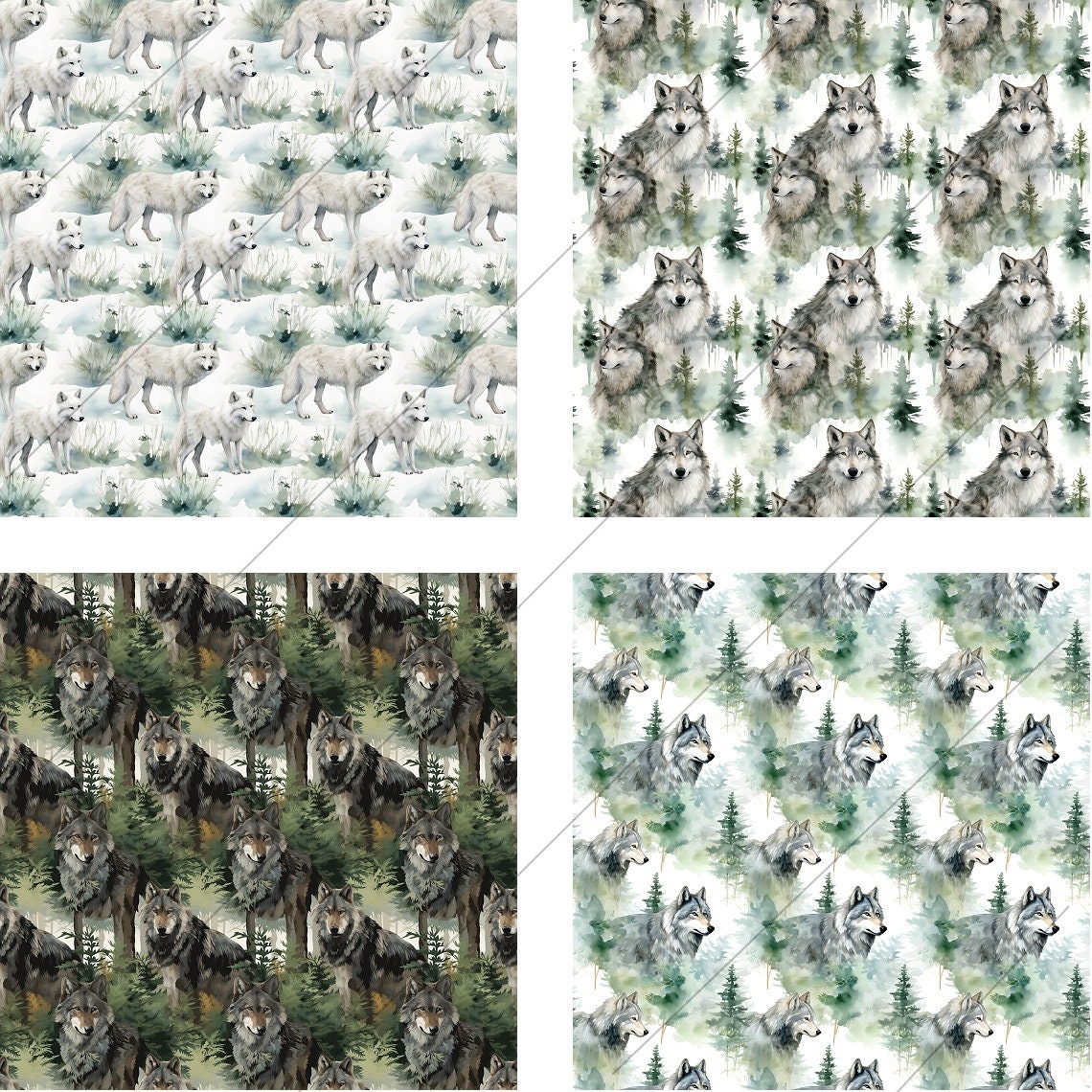 Wolves Seamless Digital Pattern #2 - Wolves Patterned Design - Wolves ...