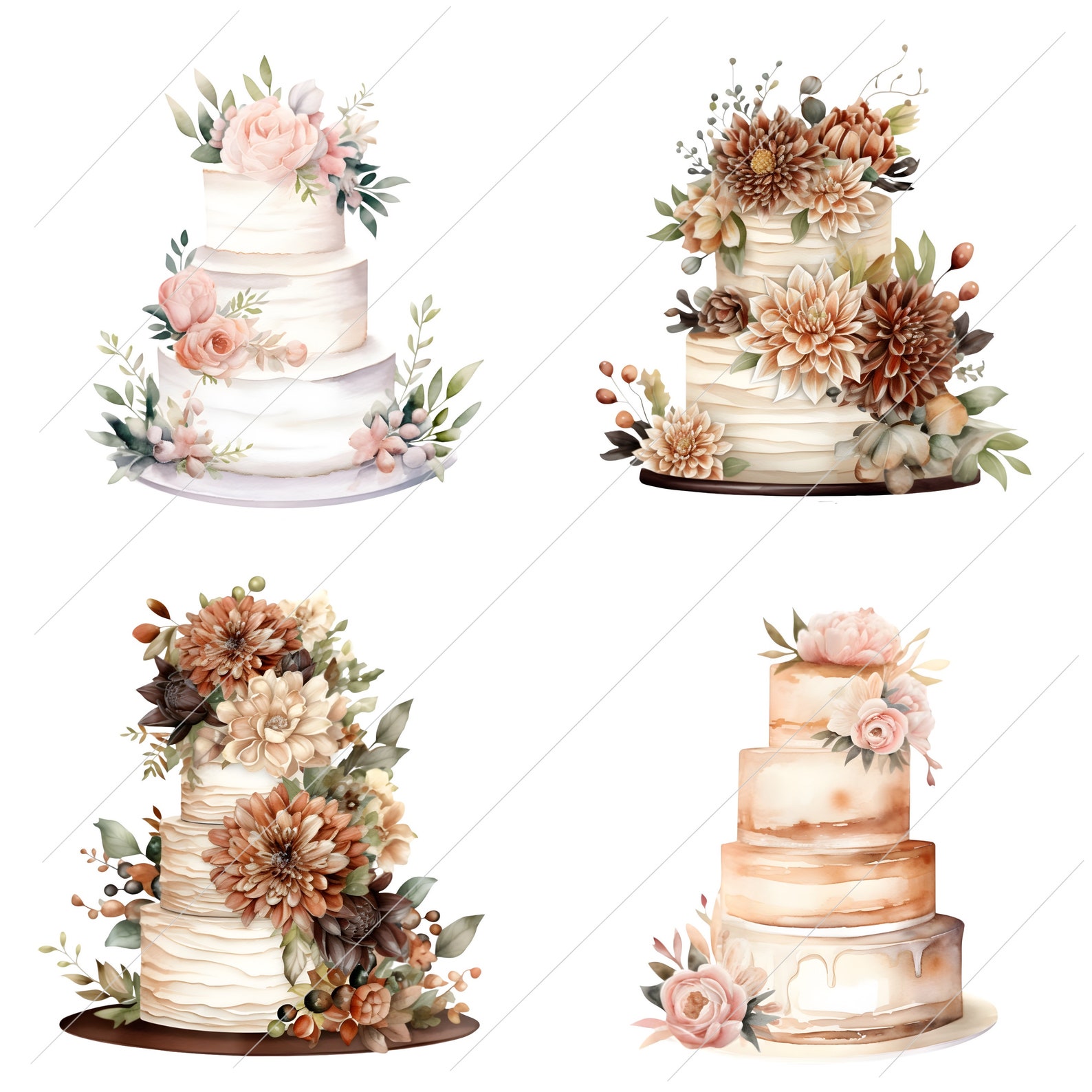 Floral Cake Watercolor PNG, Sweet Flower Tiered Cake Clipart, Birthday ...