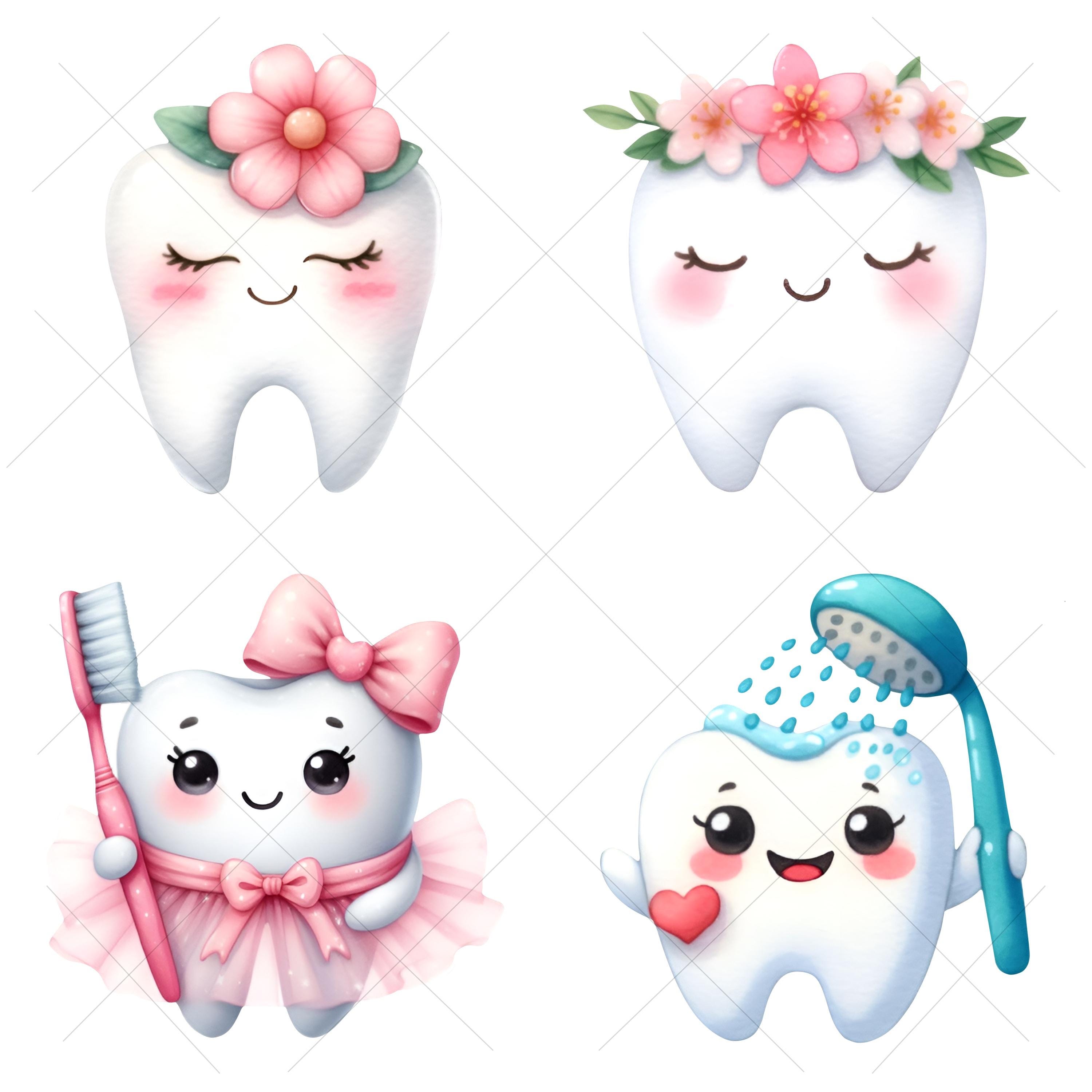 Cute Tooth Watercolour Teeth Pink PNG Clipart, Dentist Graphics PNG ...